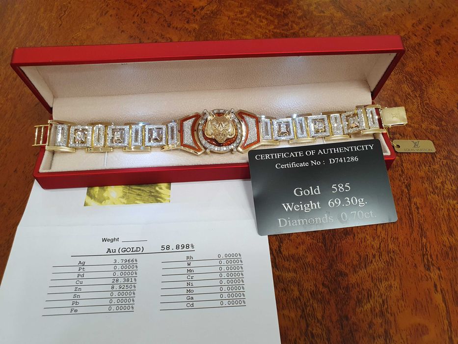 ZŁOTA BRANSOLETKA 69,3 gr. + Diamenty 504 szt. Ręcznie Robiona-585 pr. Łuków • OLX.pl