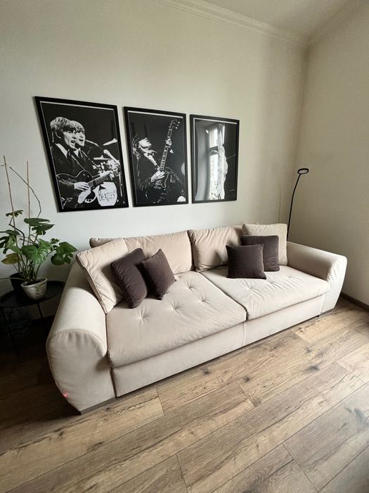 Sofa Royal beżowa z funkcją spania i pojemnikiem na pościel BRW Bytom ...