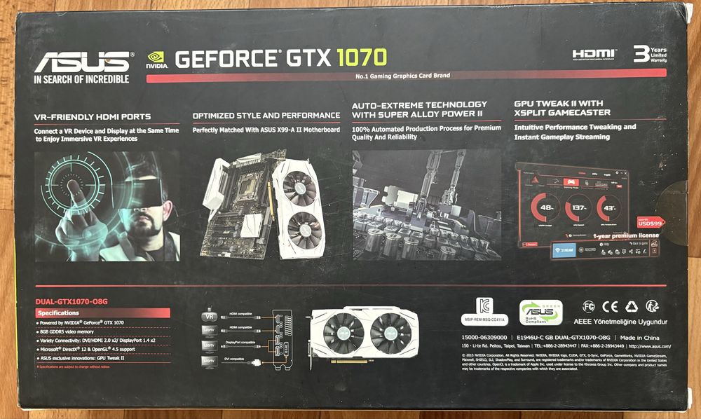 Відеокарта Asus GeForce GTX 1070 Dual 8GB: 4 600 грн. - Комплектуючі та ...