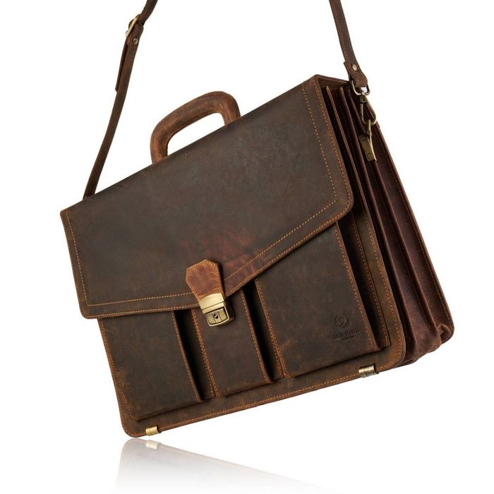 Aktówka męska skórzana vintage paolo peruzzi t-80-hbr Warszawa Ochota ...