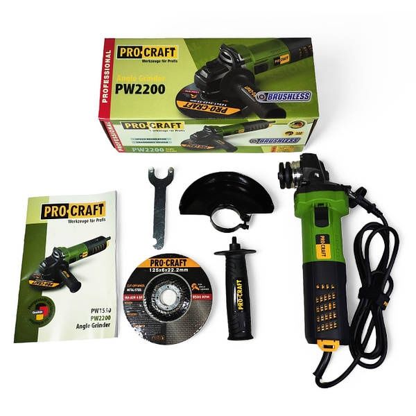Кутова шліфмашина безщіткова 125 мм, 1100 Вт Procraft PW-2200: 2 100 грн. - Электроинструмент ...