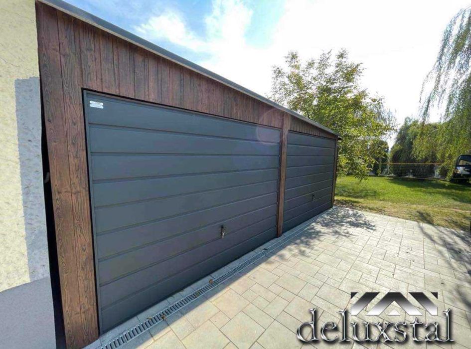 Garaze blasane garaz 6,20x6,20 spad na bok kolor orzech drewnopodobny ...