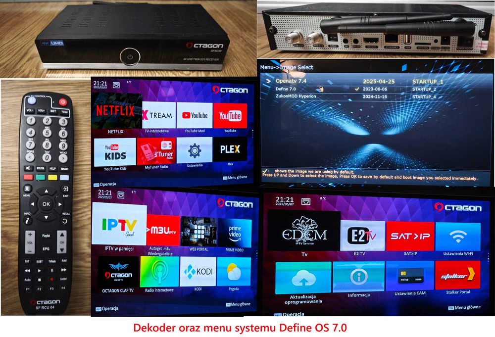 Dekoder Octagon SF8008 Twin OpenATV, Define os. Hypperion, E2iplayer ...