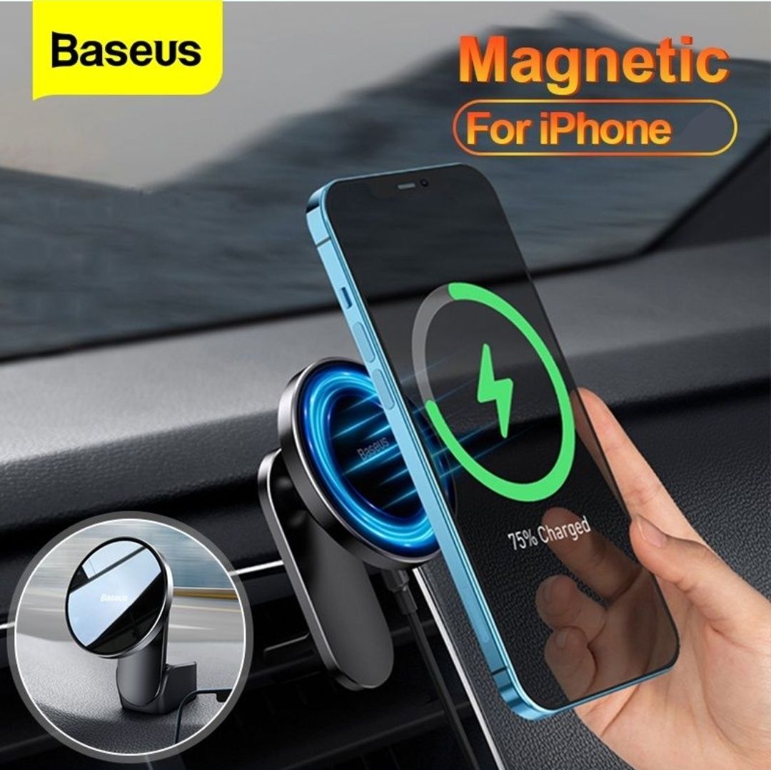 Держатель Baseus magsafe беспроводная зарядка авто крепление iphone: 1 ...