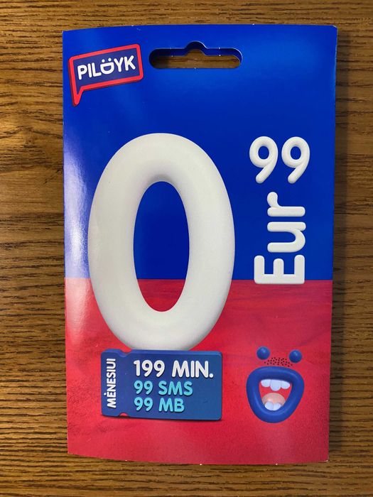 Karta SIM prepaid litewska PILDYK 0,99 euro BEZ REJESTRACJI oraz EZYS ...