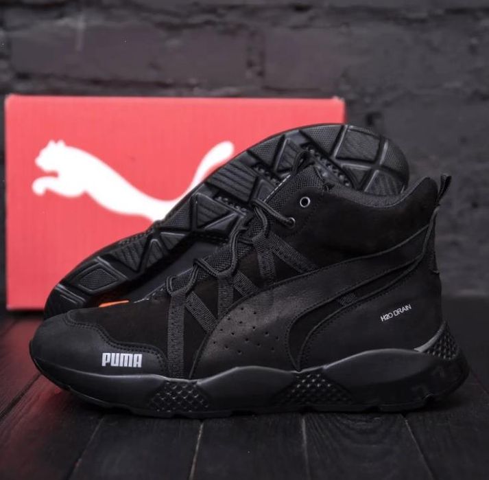 Стильные зимние кроссовки puma черные, мужские кожаные ботинки пума: 2 510 грн. - Кросівки для ...