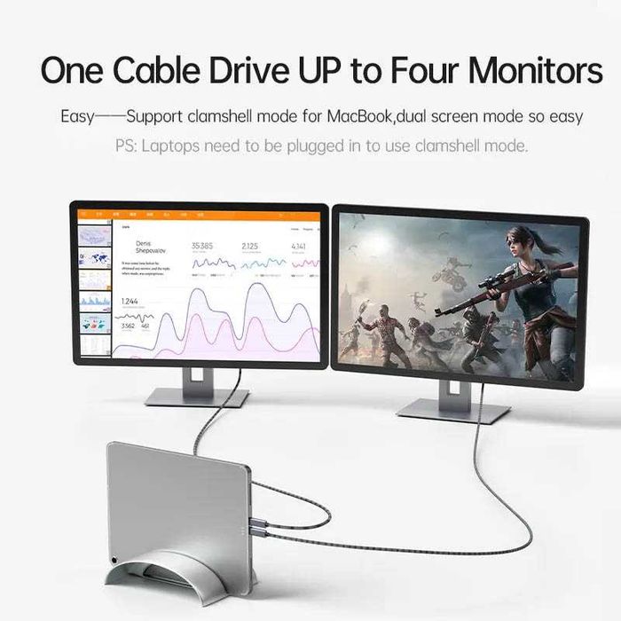 Кабель Type-C DisplayPort 1.4 DP Thunderbolt 8k 60hz 4k 144hz 2k 165hz ...