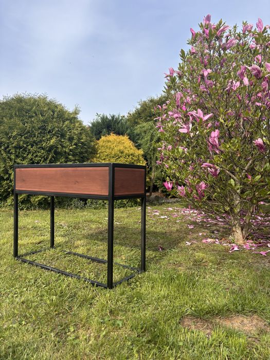 Nowoczesna donica ogrdowa z metalu i drewna - reczna tobota -styl loft ...