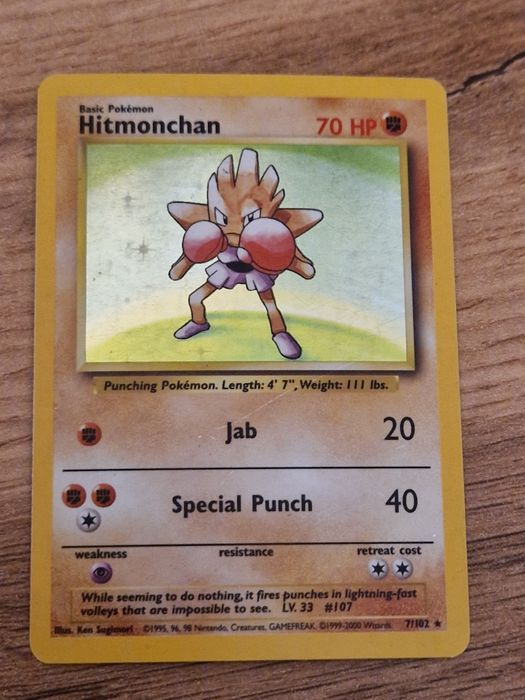 Hitmonchan 7/102 BASE SET Karta Pokemon TCG Warszawa Włochy • OLX.pl