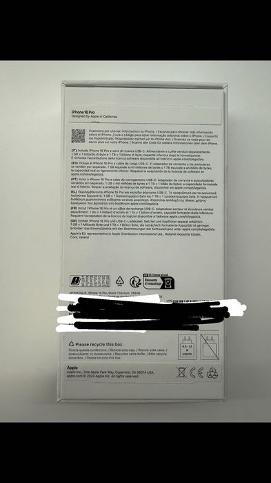 IPhone 16 PRO 256 GB titanium c/ caixa e fatura invoice worten 28/02 ...