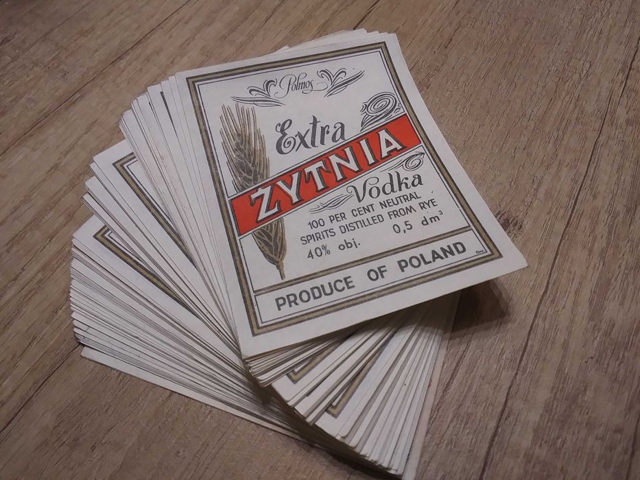 Stara etykieta butelka Wódka Extra Żytnia Polmos Zielona Góra PZPR PRL ...