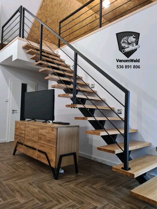 Schody stalowe, metalowe, nowoczesne, na belce,loft, samonośne półkowe ...