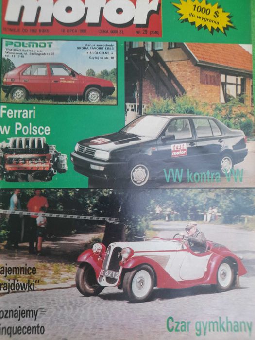 MOTOR Vento FSO Oltcit Steyr Audi 100 Poznajemy Cinquecento rok 1992 ...