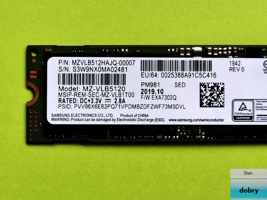 SSD M2 PCie 512GB Samsung Pm981 Jastrzębie-Zdrój • OLX.pl
