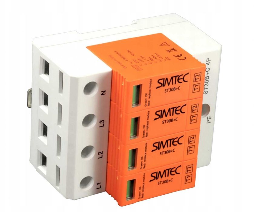 ST30B+C4P Ogranicznik przepięć T1+T2 B+C 4P 4M 30/60KA SIMTEC Pruszków • OLX.pl
