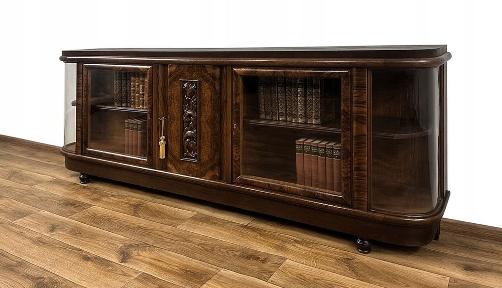 BIBLIOTEKA podręczna WITRYNA barek ANTYK podest SZAFKA pod TV rtv ...