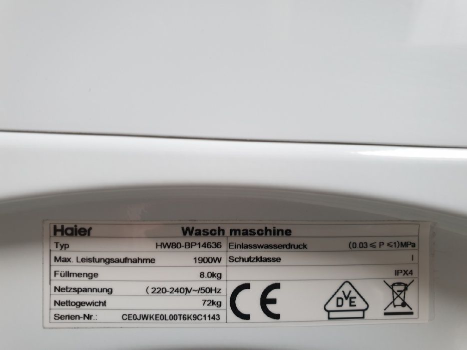 Пральна/стиральная/машина Haier 8 KG / HW80-BP14636: 10 499 грн ...