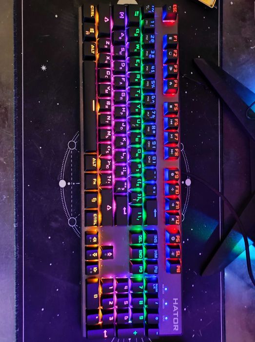 Клавіатура HATOR Starfall Rainbow Origin Red RGB USB Black (HTK-608 ...