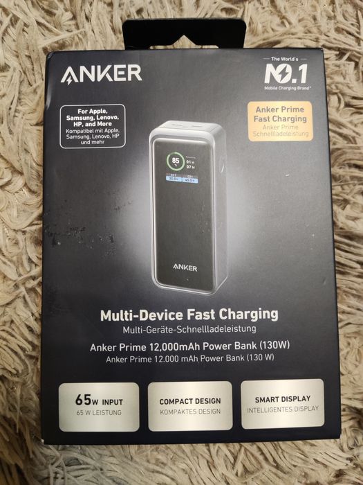 Мощный повербанк GaN с дисплеем Anker Prime Power Bank Black 130W, 120: ...