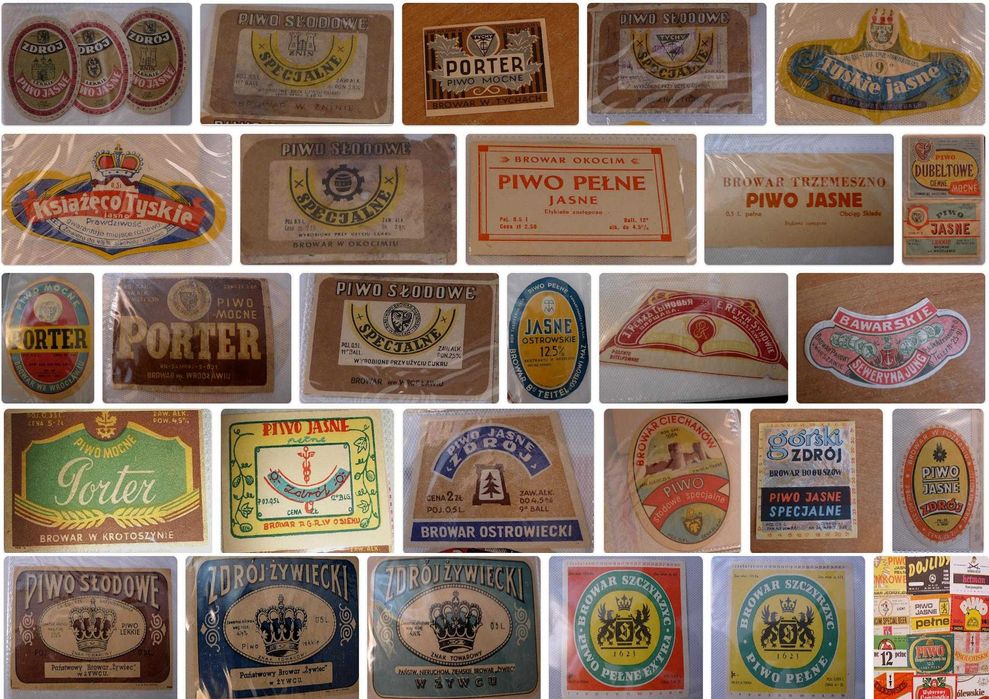 Etykiety piwne z PRL-u i przedwojenne - kolekcja ponad 200 szt ...