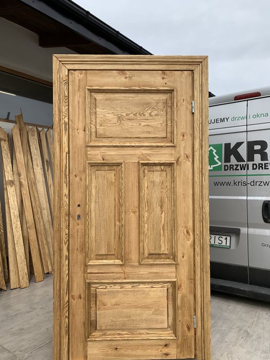 Drzwi wewnętrzne drewniane sosnowe szczotkowane postarzane olejowanie ...