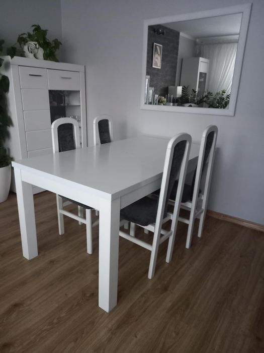 Stół Rozkładany Biały 160x90 + krzesła opcjonalnie Nowe Boryszewo • OLX.pl
