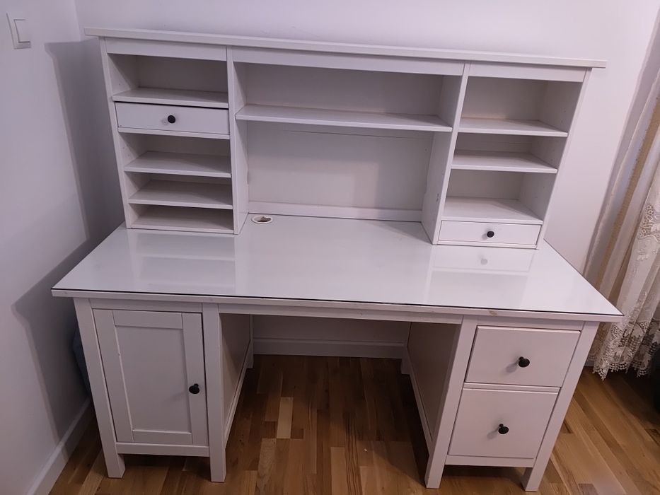 Biurko Ikea Hemnes z nadstawką i szkłem na blacie Białystok Starosielce ...