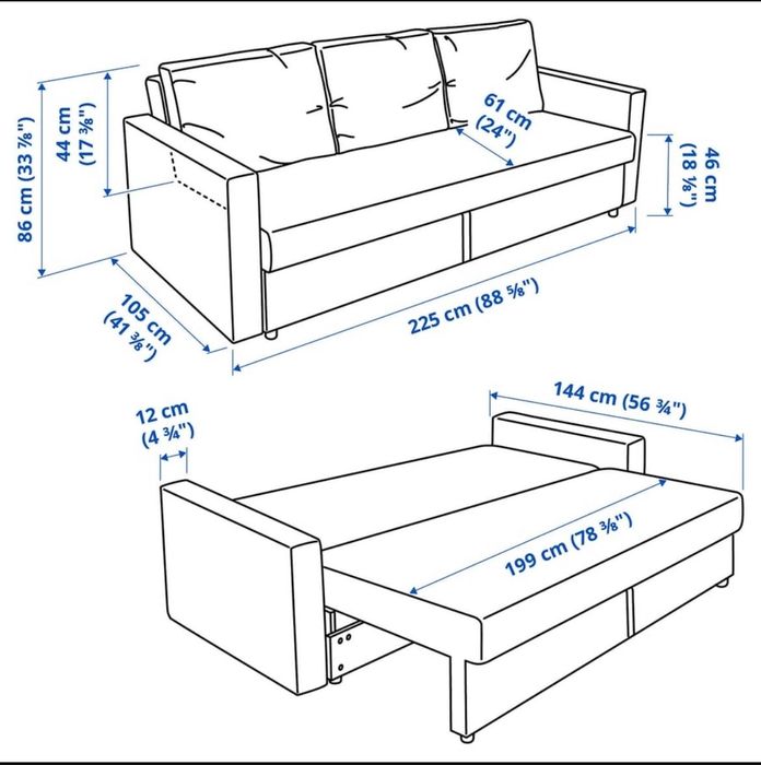 Sofá-cama IKEA Friheten 3 lugares - Azul Avenidas Novas • OLX.pt