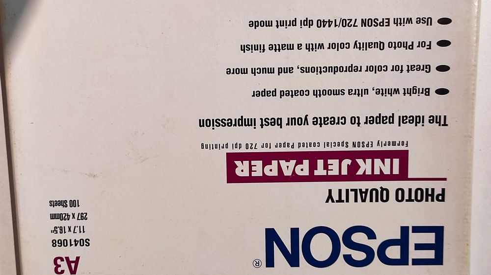 Фотопапір А3 Epson A3 Photo Quality Ink Jet Paper Японія оригінал: 850 ...
