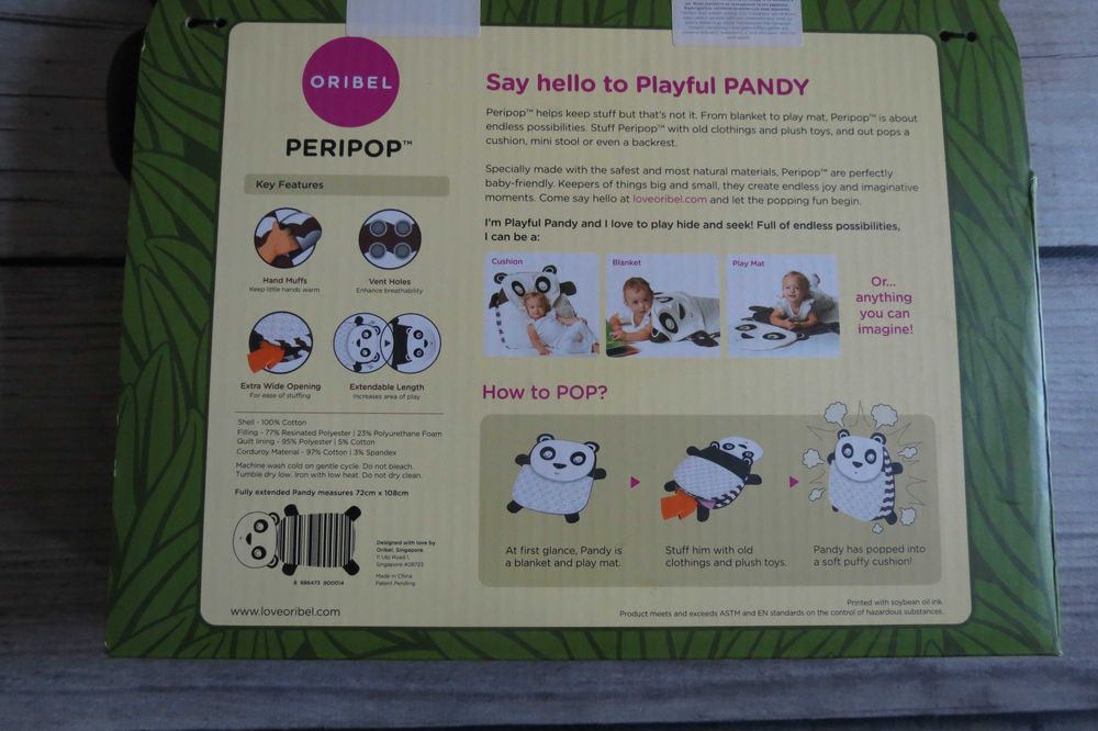 Развивающий игровой детский коврик одеяло мешок Oribel Peripop панда: 1 ...