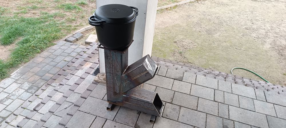 Piec rakietowy duży 150x150 profil solidny z szufladą paleniskiem ...