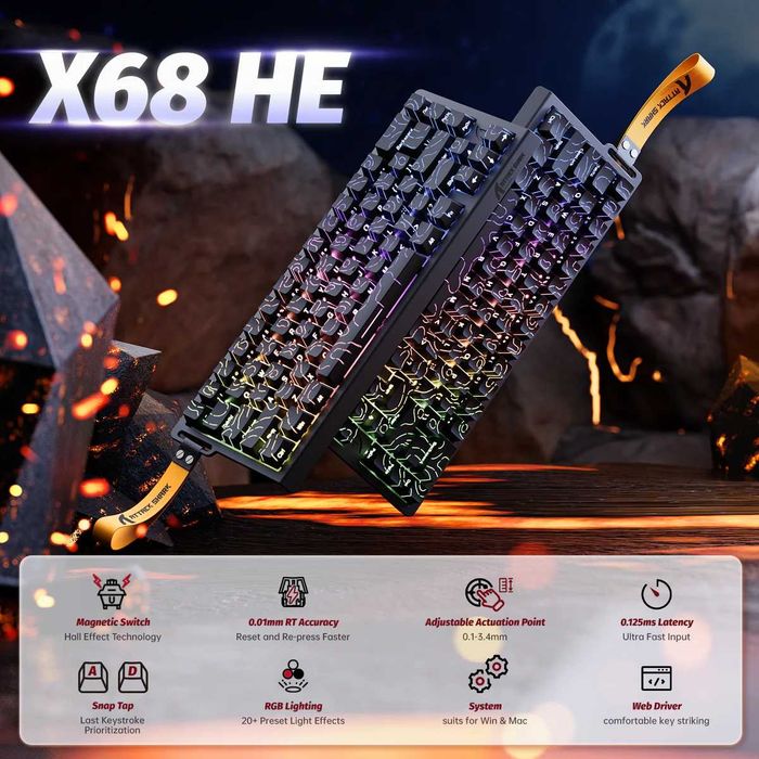 Клавіатура Attack Shark H68 XE 8000HZ на магнітних світчах.: 2 399 грн ...