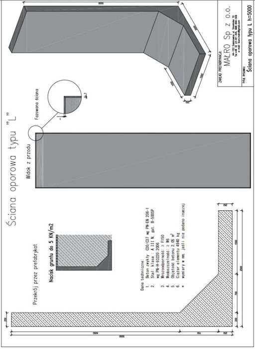 Mur oporowy typu L 500x100cm mury oporowe elki prefabrykat muru skarpa ...