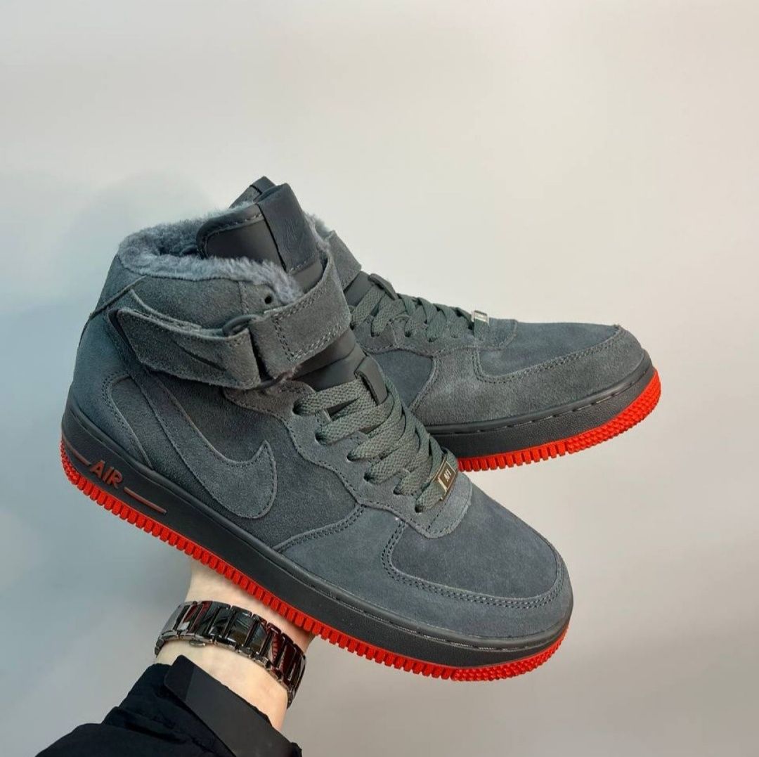 Чоловічі зимові кросівки Nike Air Force 1 сірі з хутром замшеві: 1 099 ...