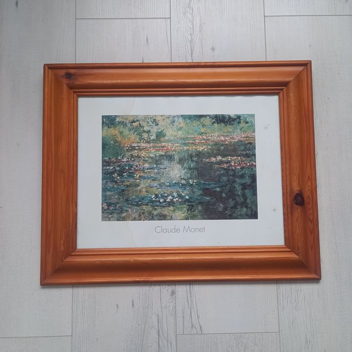 Rama drewniana duża obraz Claude Monet 43x52 vintage wisząca ramka ...
