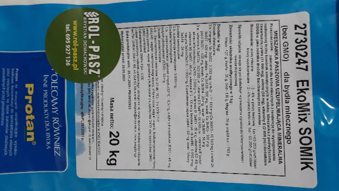 Premiks dla krów EKOMIX SOMIK bez GMO komórki somatyczne Strzelce ...
