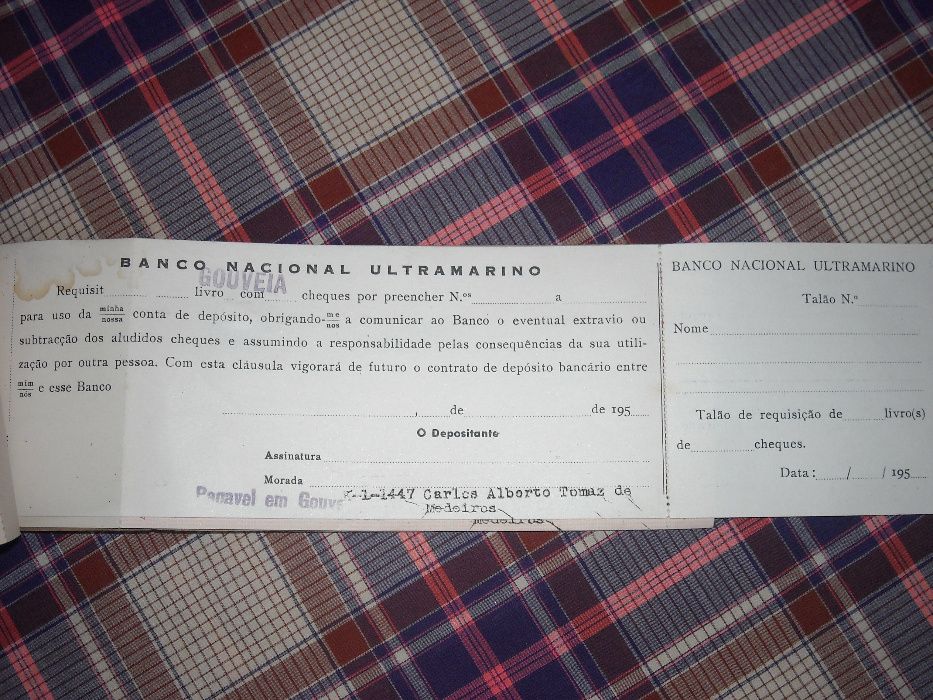 Livro de cheques antigo Anos 50 Banco Nac. Ultramarino Olivais • OLX ...
