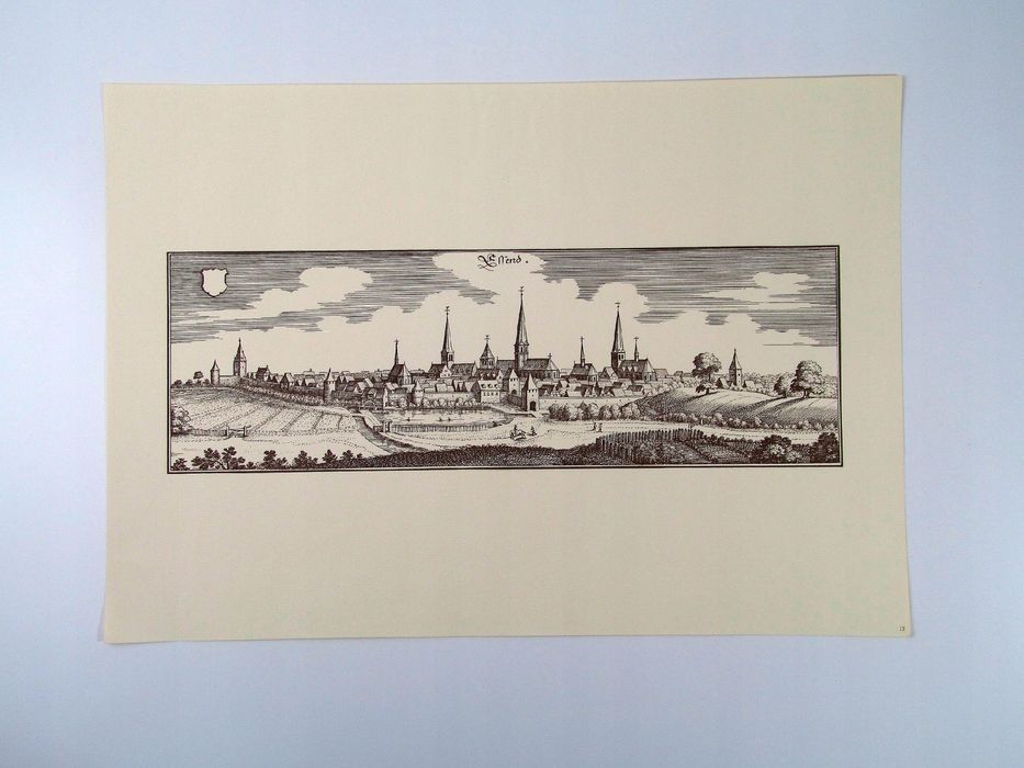 Stara mapa widok miasta grafika papier czerpany 12 Bielawa • OLX.pl