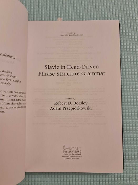 Slavic in Head-driven Phrase Structure Grammar-Przepiórkowski, Borsley ...