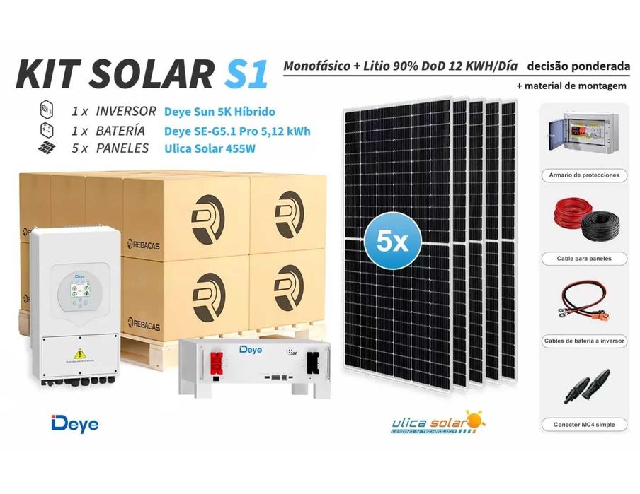 Kit de litio Deye S1 12kwh com bateria DOD de 5,12kwh 90% = 3176.15 ...