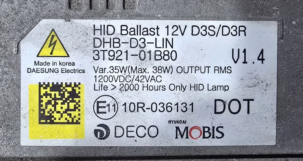 Блок розжига ксенона 35W D3S D3R Hyundai Santa Fe 12-18 ння ксенон Hy ...