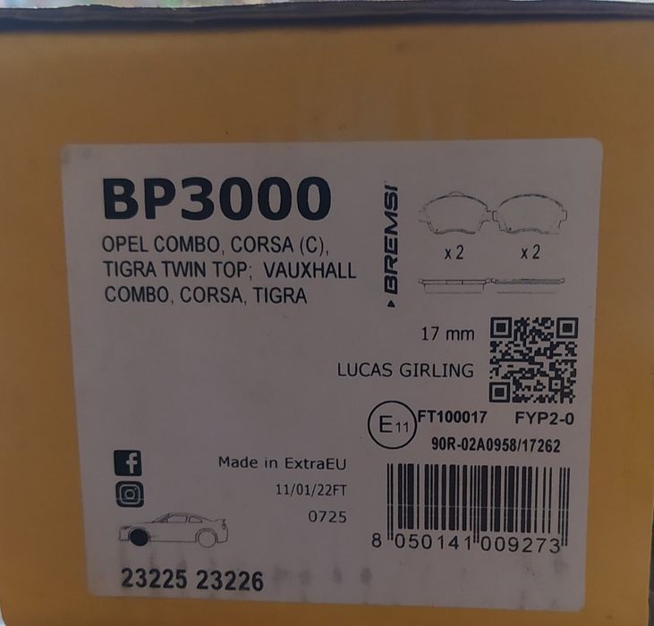 BREMSI BP3000 Гальмівні, тормозні колодки: 450 грн. - Гальмівні колодки ...