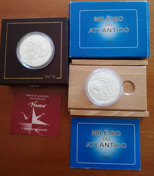 Moedas prata proof 10 euros e 1000 escudos (#2) Quarteira • OLX.pt