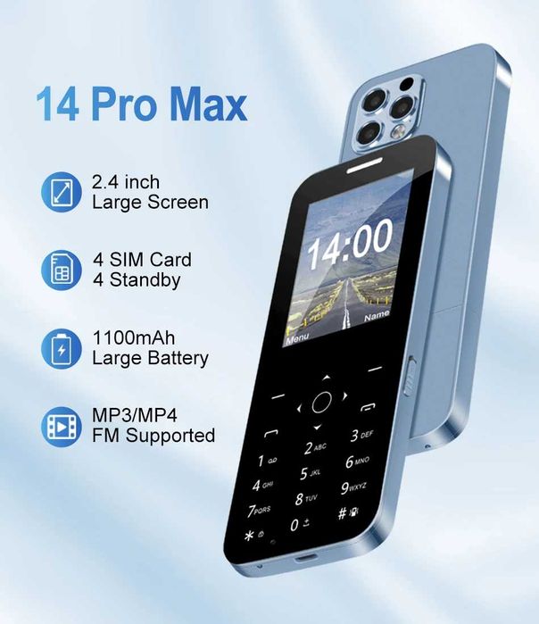 Телефон кнопочный MKTEL 14 PRO MAX 4 SIM: 700 грн. - Мобільні телефони / смартфони Київ на Olx
