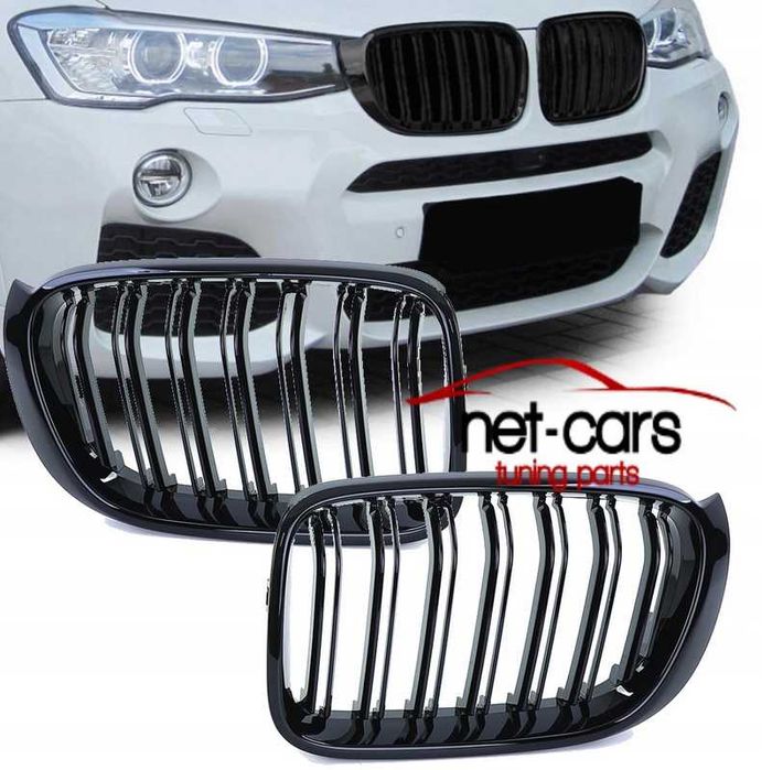 Grill Nerki BMW X3 F25 14-17r Lift M Pakiet wzór XM3 czarne połysk ...