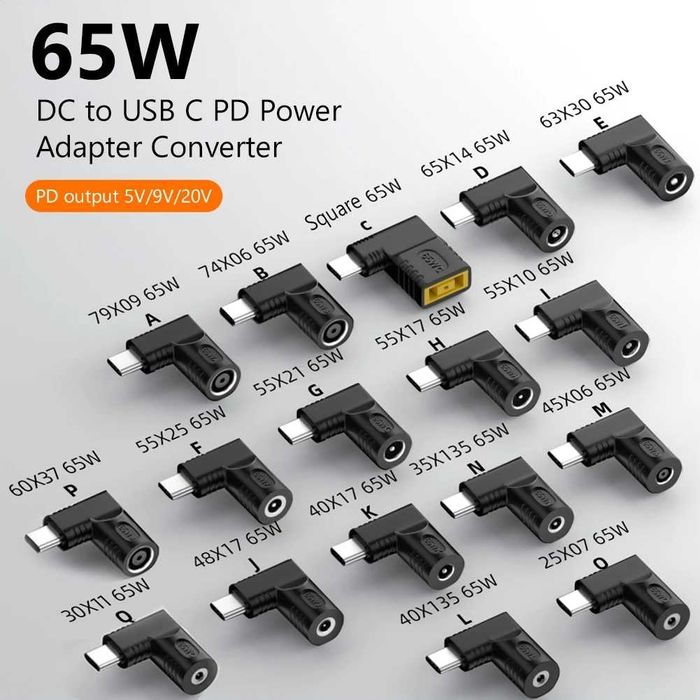 Адаптер перехідник ноутбук USB-C - DC 20v 100w, роутер 9-12v, Magsafe ...