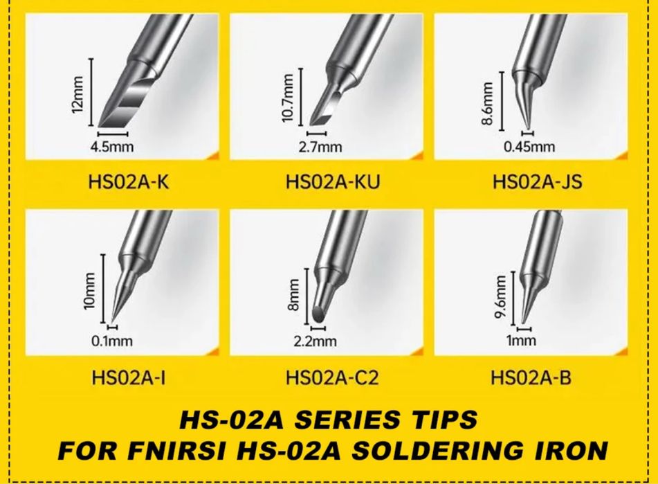 Жала до паяльників Fnirsi HS01, HS02A/B: 255 грн. - Електроінструмент ...