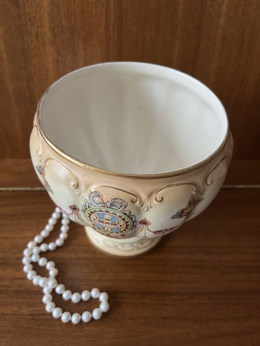 *1900r Antyk Art Nouveau DEVON Bomboniera Puchar Angielska Ceramika ...