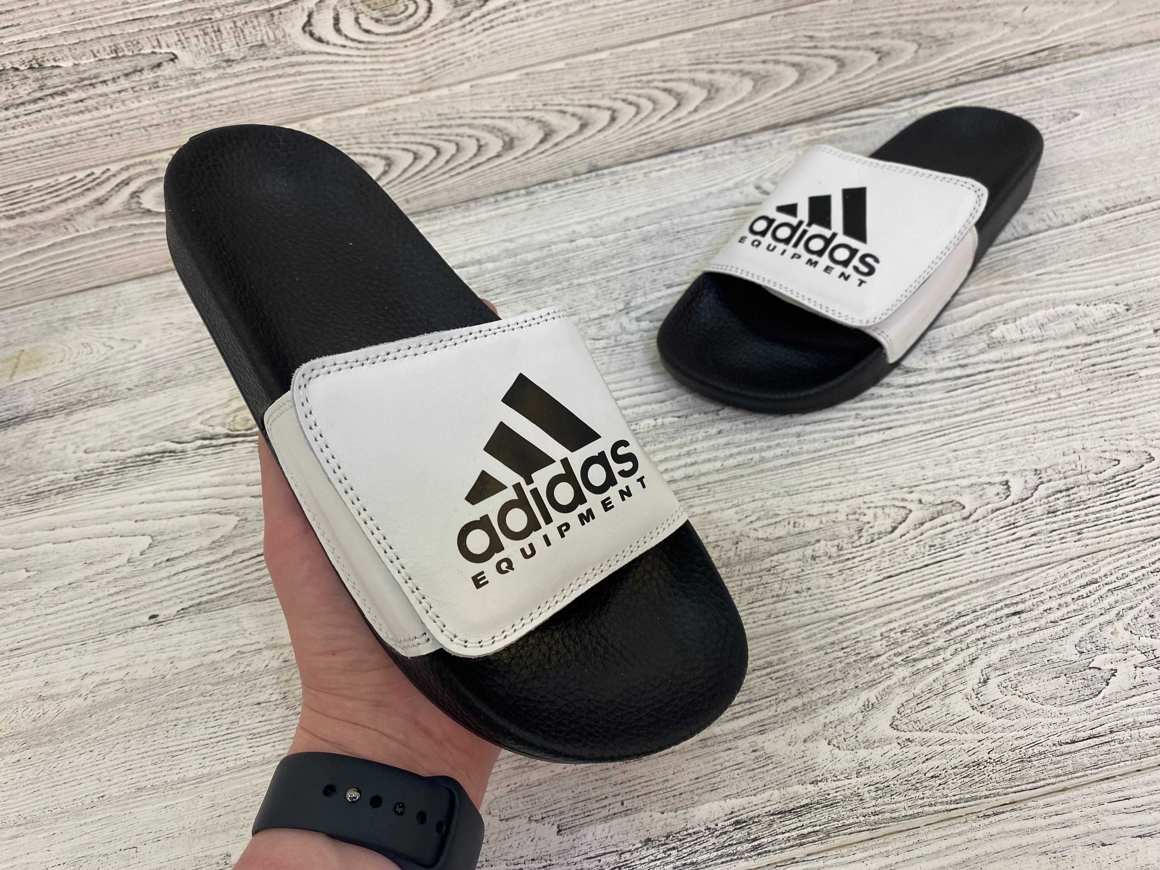 Мужские кожаные шлепанцы на липучке Nike Adidas Шлепки Найк Адидас: 699 ...