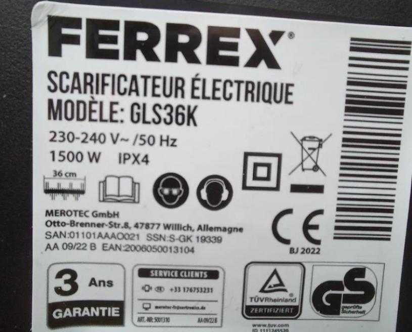 НОВИЙ потужний аератор скарифікатор Ferrex Electric 1500W, Німеччина: 4 ...